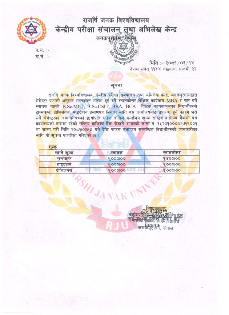 Notice About Academic Transcript, Migration and Provisional ...